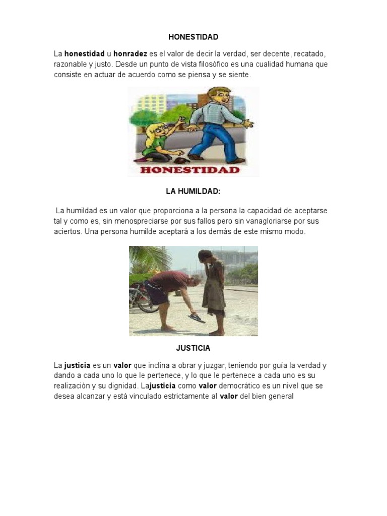 Valores Humanos: Honestidad y Humildad | PDF | Prudencia | Amor