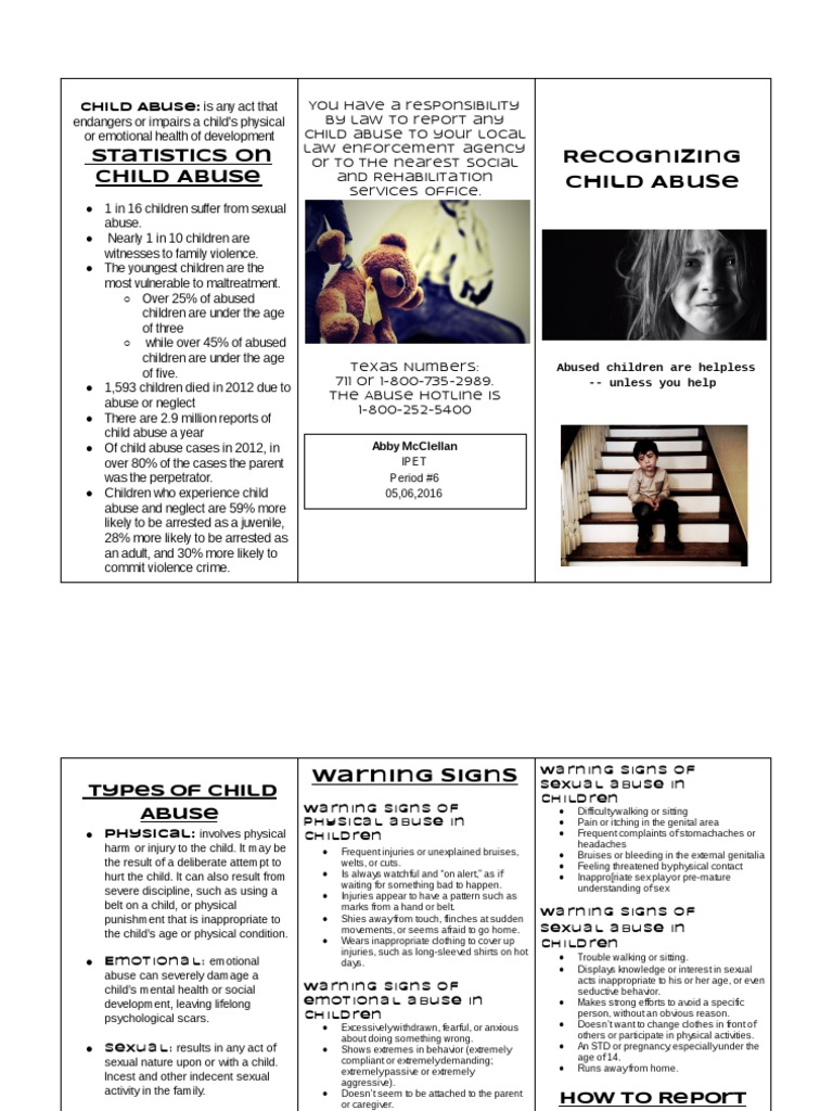Recognizing Child Abuse Brochure | PDF | Child Abuse | Violence