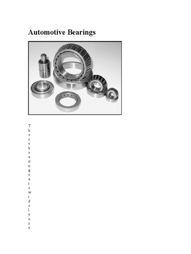 Types of Automotive Bearings Explained | PDF