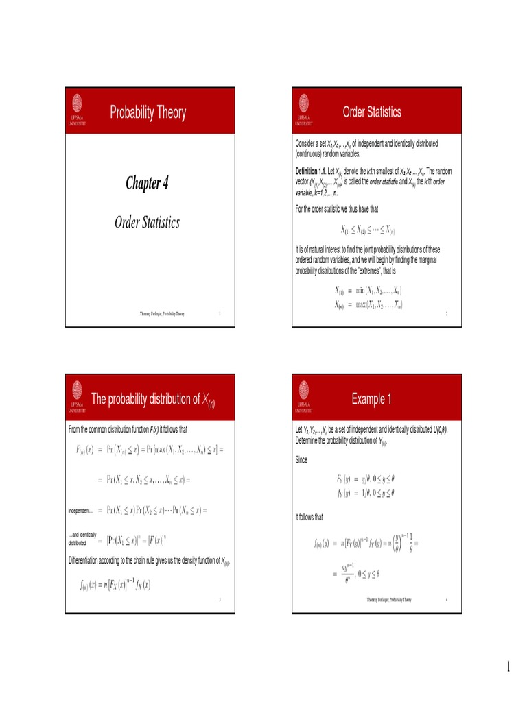 CH 4 Order Statistics | PDF | Probability Theory | Probability Density ...