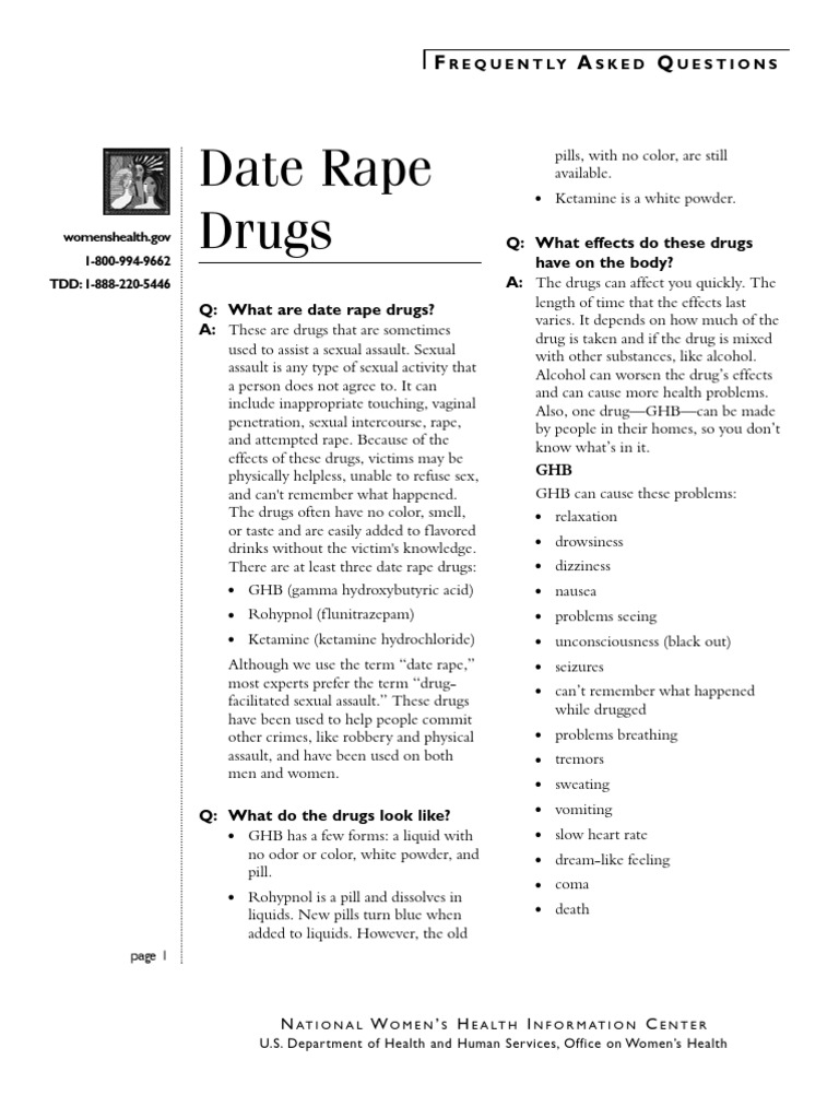 Date Rape Drugs: Q: What Effects Do These Drugs Have On The Body? A ...