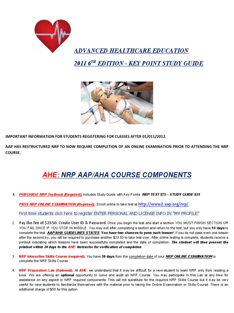 Ahe NRP Study Guide | Cardiopulmonary Resuscitation | Apnea