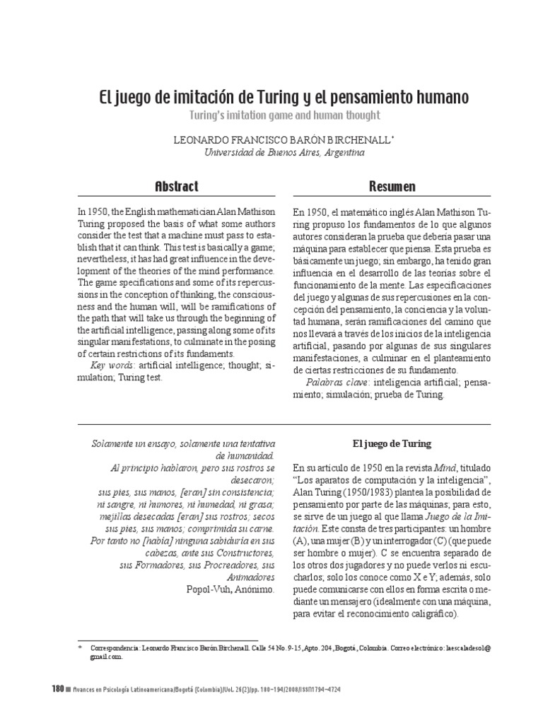 Prueba de Turing PDF | PDF