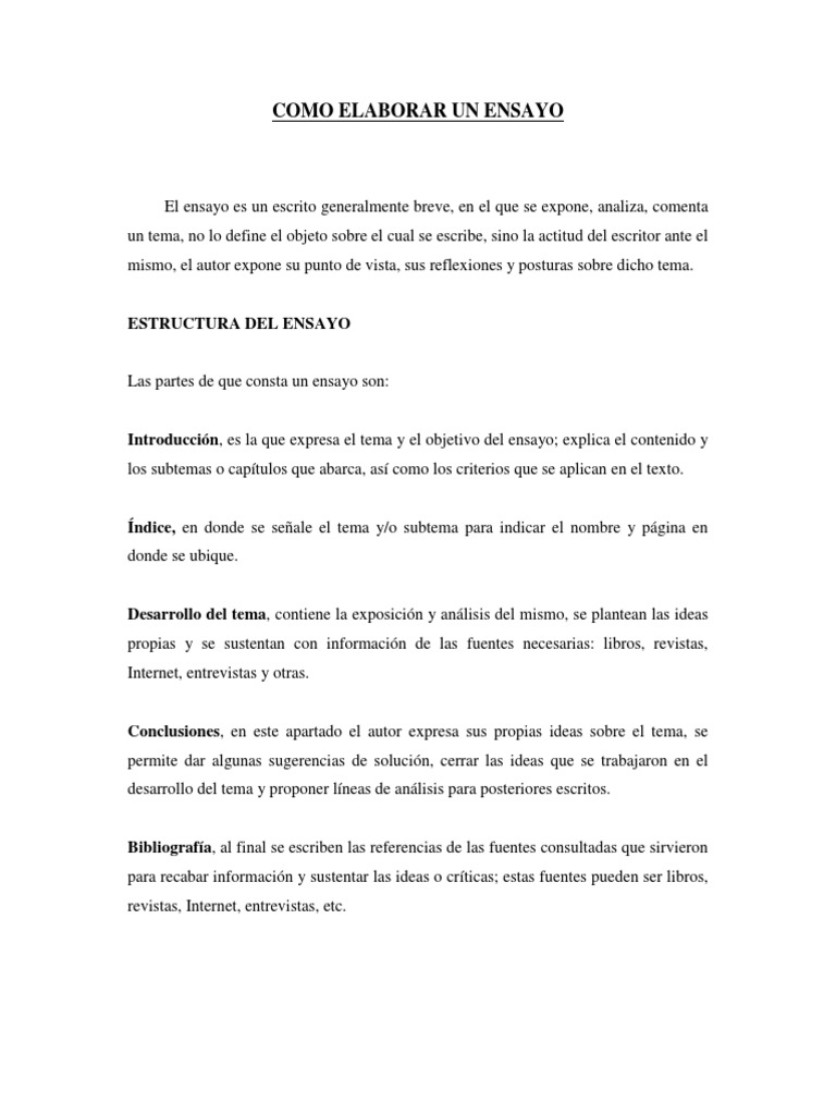 Como Elaborar Un Ensayo | PDF | Ensayos | Science