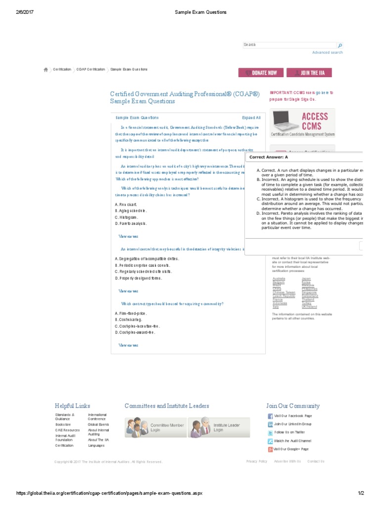 Certified Government Auditing Professional® (CGAP®) Sample Exam ...