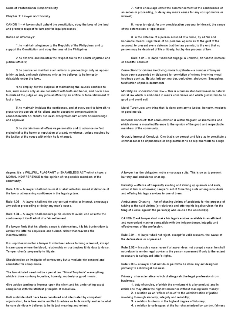 Code of Professional Responsibility | PDF | Lawyer | Jurisprudence