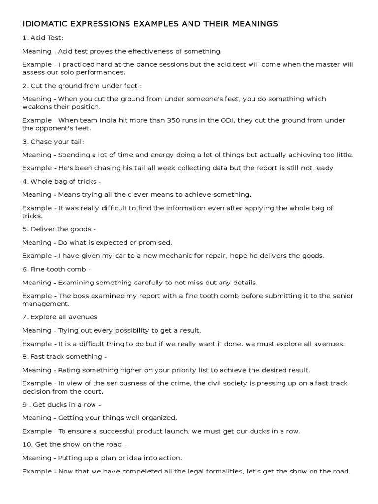 50 Idiomatic Expressions Explained | PDF