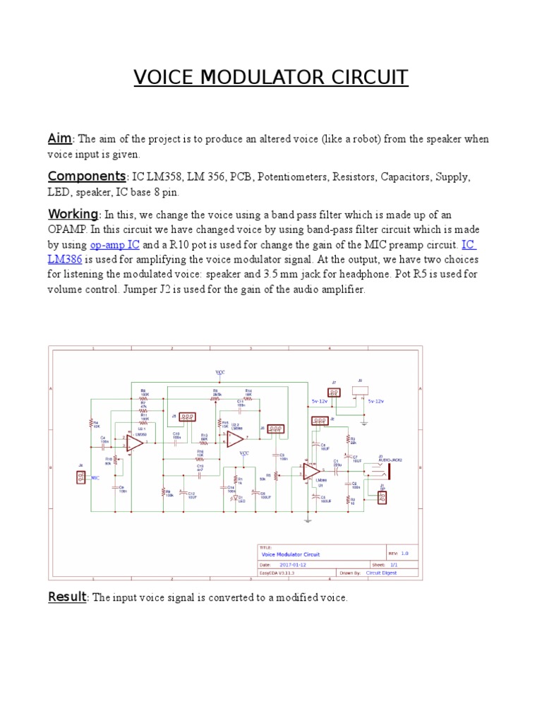 Voice Modulator Circuit | PDF | Technology & Engineering