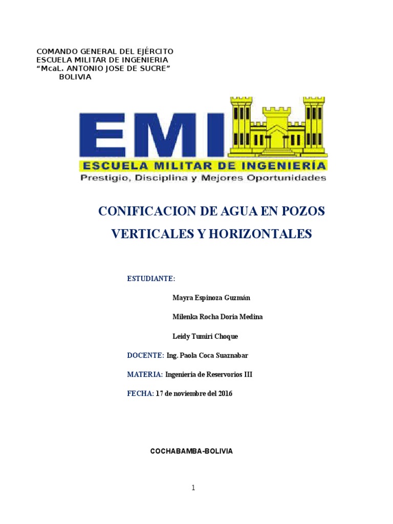 Conificacion de Agua en Pozos Horizontales y Verticales | PDF ...