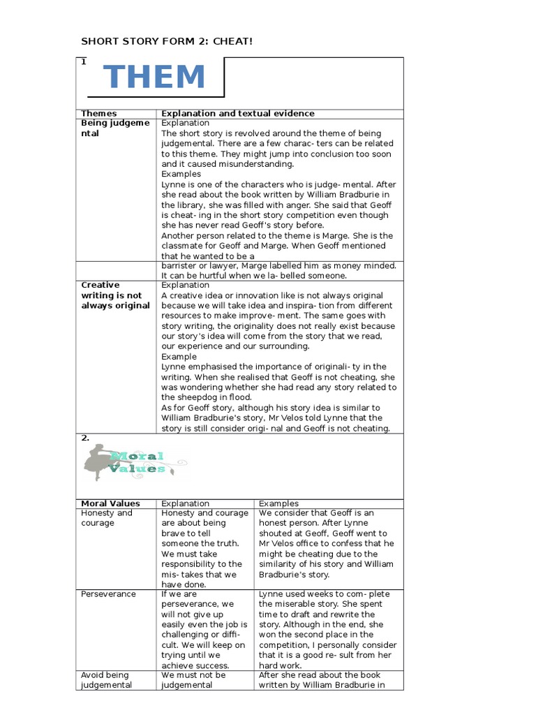 Short Story Form 2 Cheat | PDF