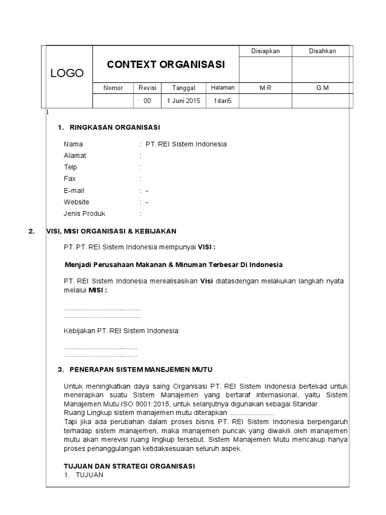 Contoh Context Organisasi | PDF