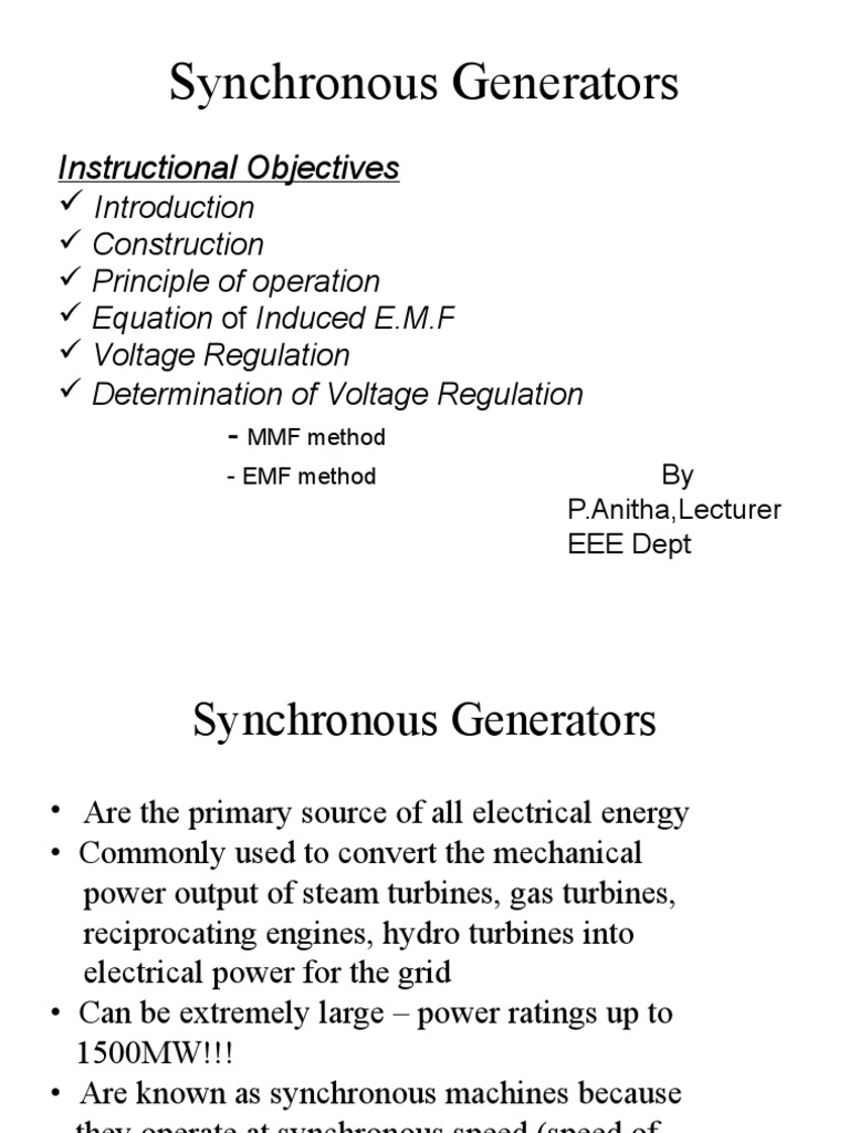 Synchronous Generators: Instructional Objectives | PDF | Physical ...