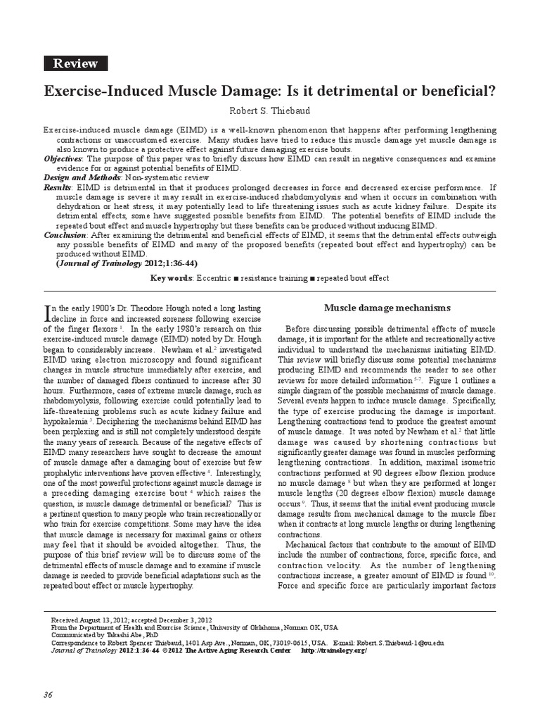 Exercise-Induced Muscle Damage Is It Detrimental or Beneficial. | PDF ...