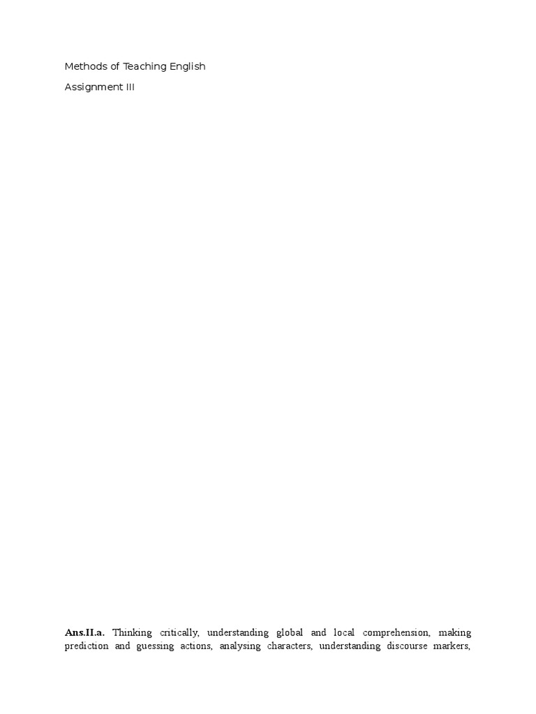 Methods of Teaching English | PDF | Reading Comprehension | Classroom