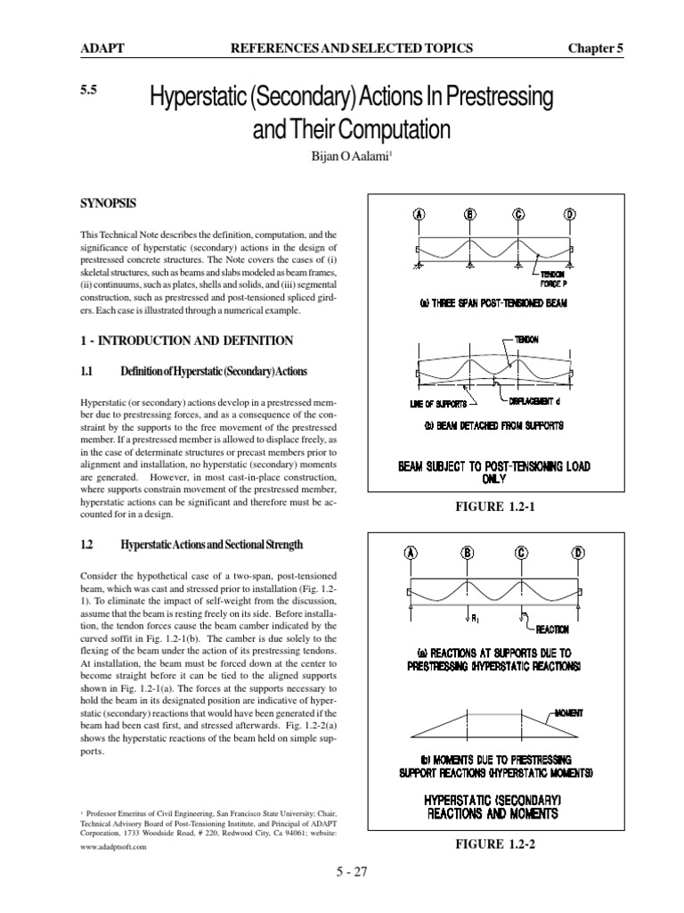 Hyperstatic (Secondary) Actions in Prestressing and Their Computation ...