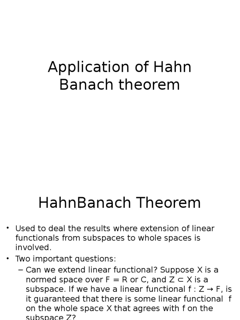 Application of Hahn Banach Theorem | PDF