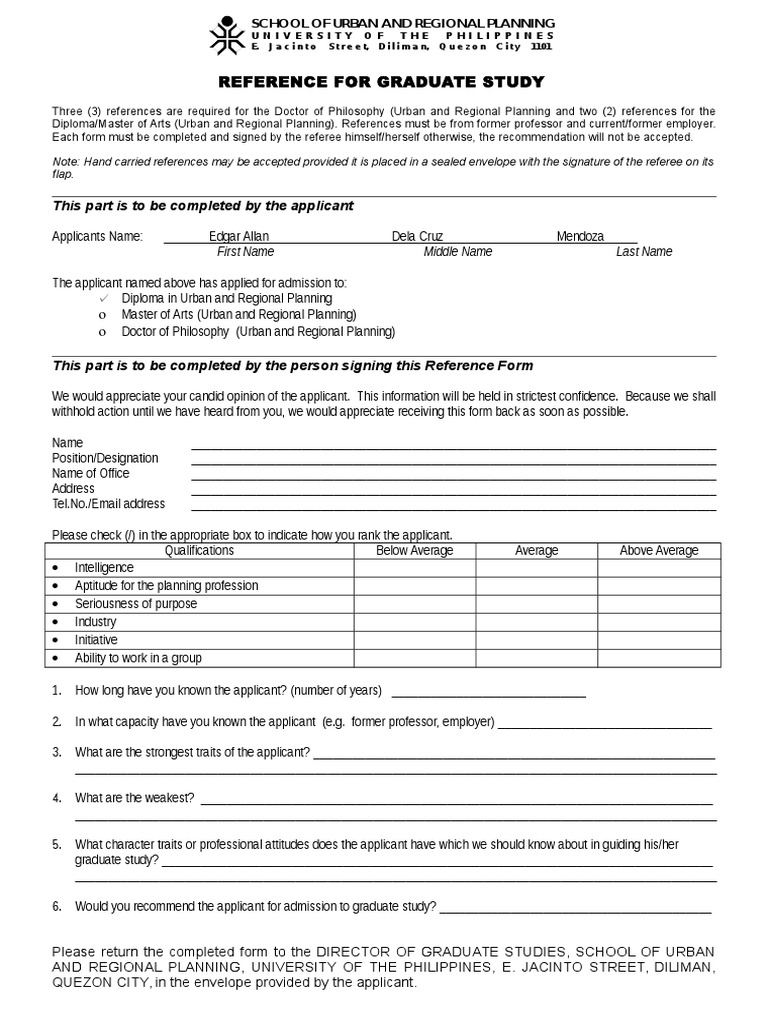 Graduate Study Reference Requirements | PDF | Graduate School | Academia