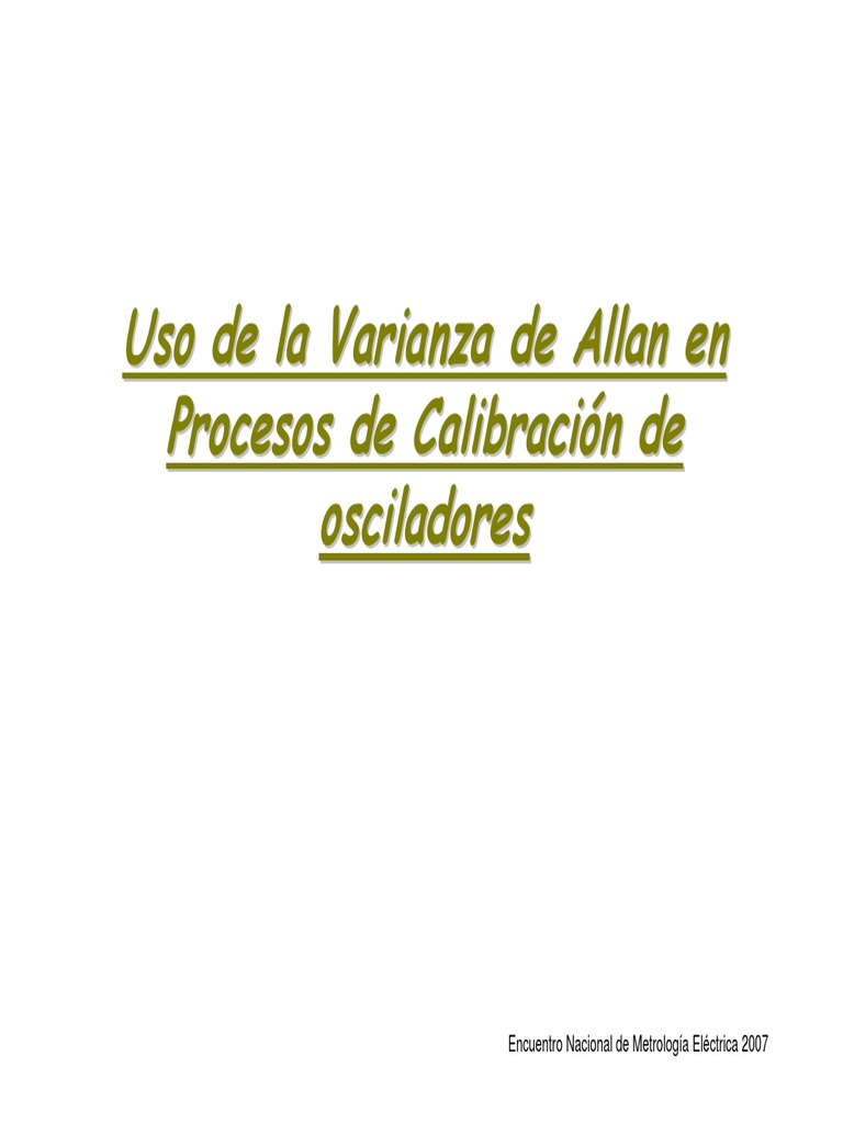 Uso de La Varianza de Allan en Procesos de Calibracion de Osciladores | PDF | Metrología ...