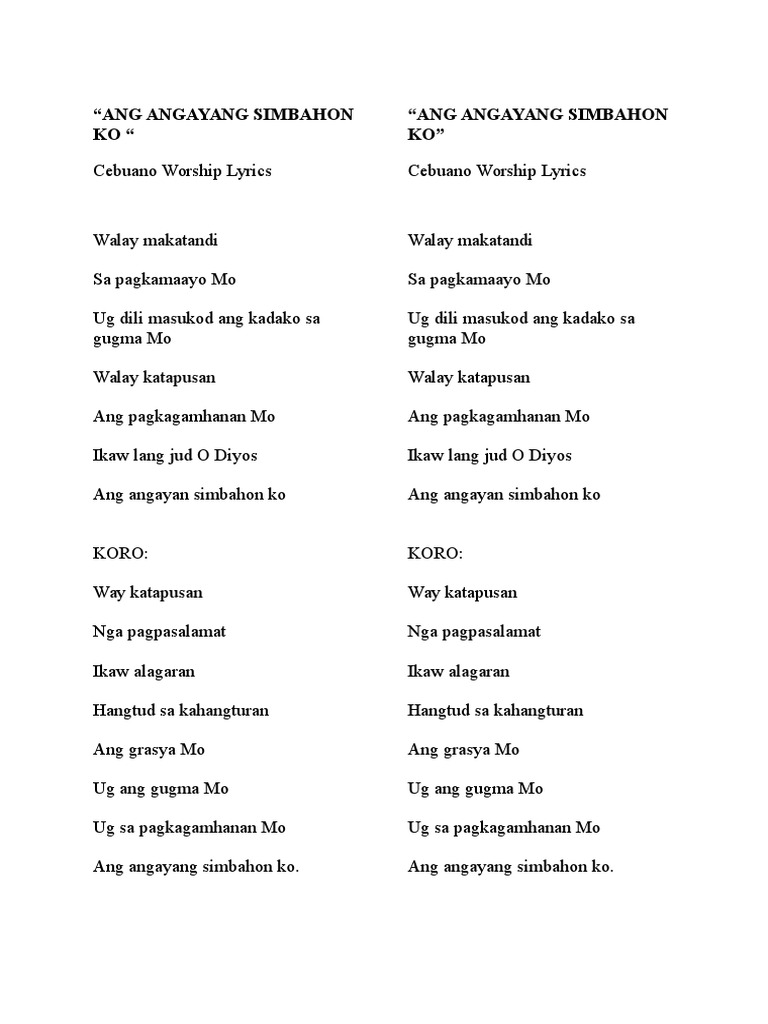 Ang Angayang Simbahon Ko | PDF