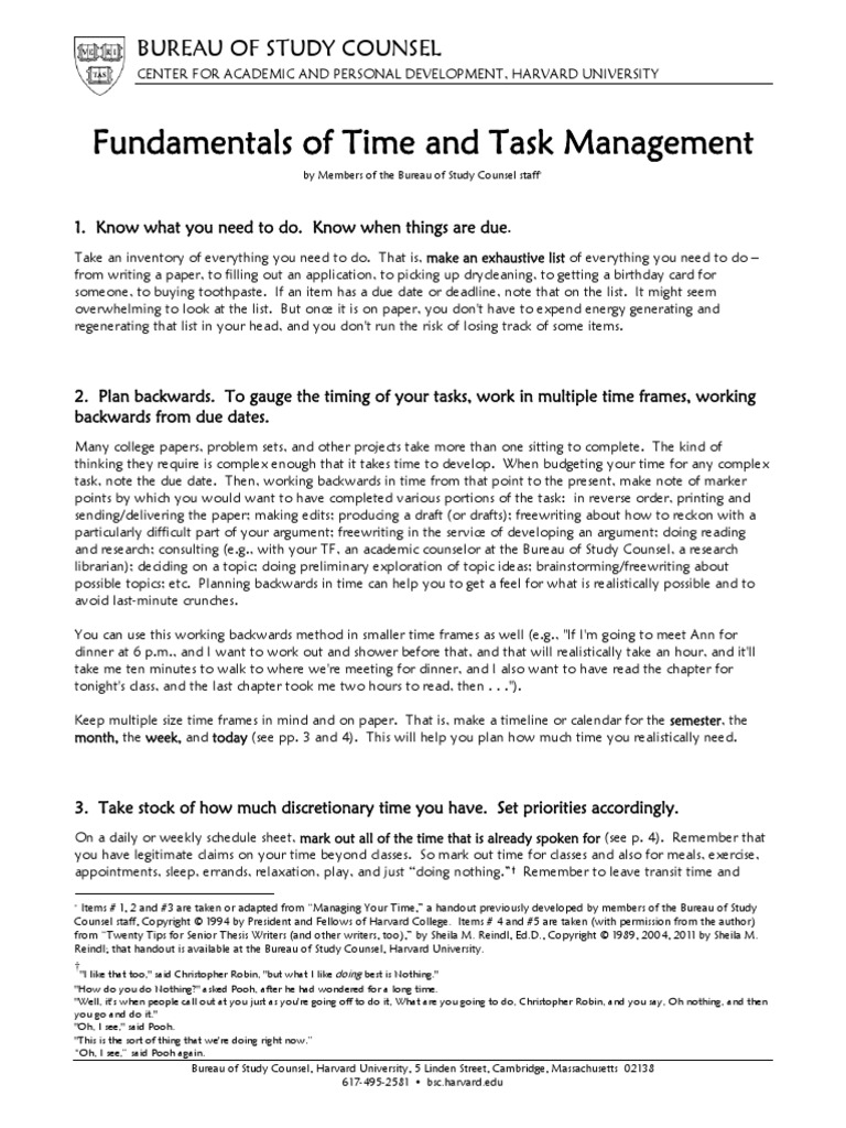 Fundamentals of Time and Task Management | PDF