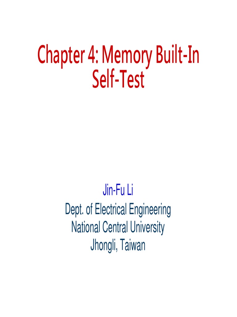 Chapter 4: Memory Built in Chapter 4: Memory Built-In Self-Test Self ...