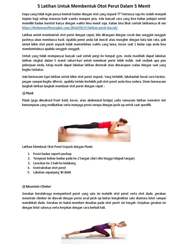 5 Latihan Untuk Membentuk Otot Perut Dalam 5 Menit | PDF