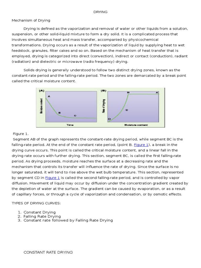 Constant Drying 2 Falling Rate Drying 3 Constant Rate Followed By Falling Rate Drying Pdf