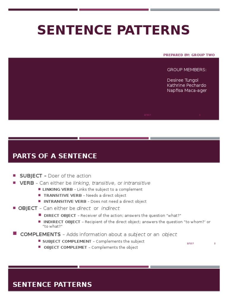 Sentence Patterns | PDF