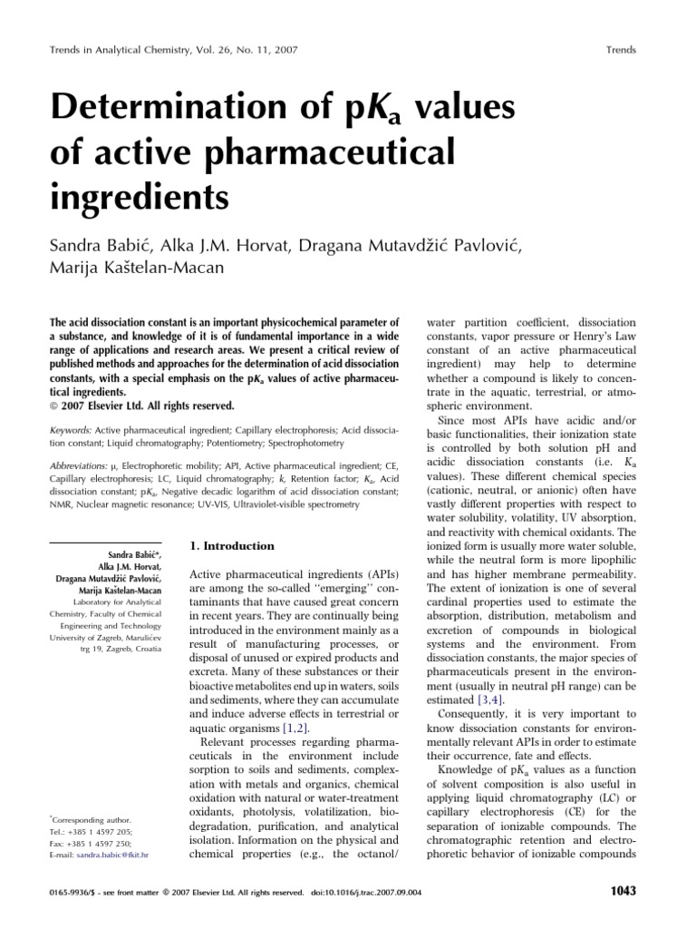 Determination of Pka Values For API PDF | PDF | Science & Mathematics ...