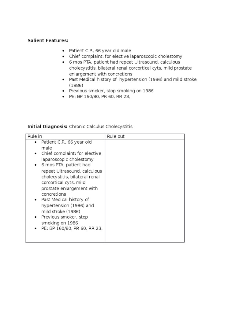 Chronic Calculus Cholecystitis Case Study | PDF | Science & Mathematics