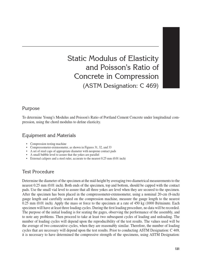 Static Modulus of Elasticity and Possions Ratio Concrete | PDF | Young ...