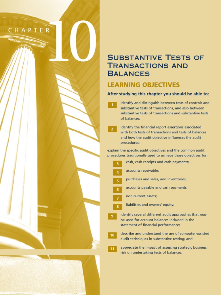 Substantive Tests of Transactions and Balances: Learning Objectives ...