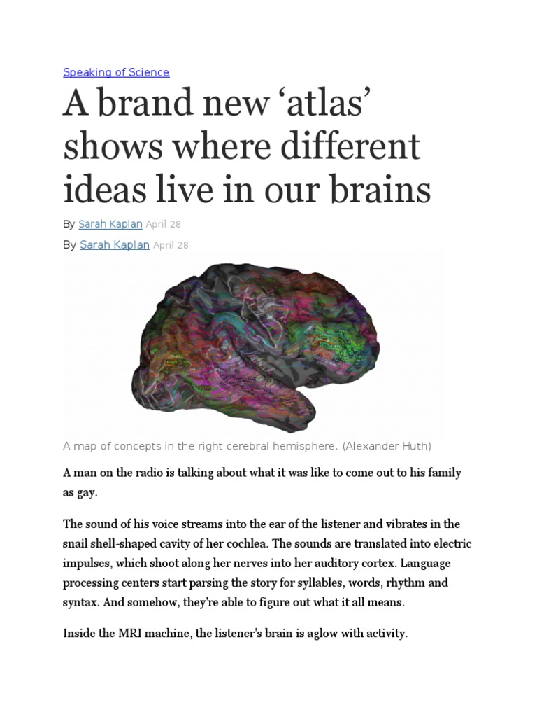 A Brand New Atlas' Shows Where Different Ideas Live in Our Brains | PDF ...