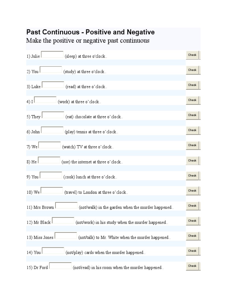 Make The Positive or Negative Past Continuous | PDF | Leisure