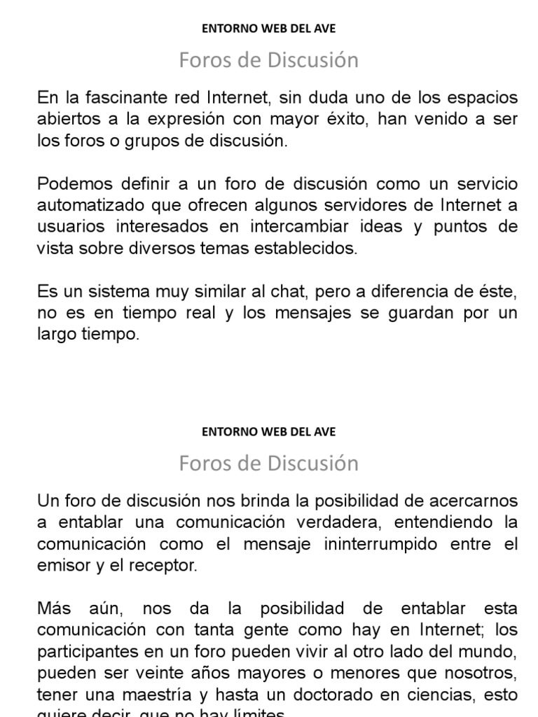 Foros de Discusión