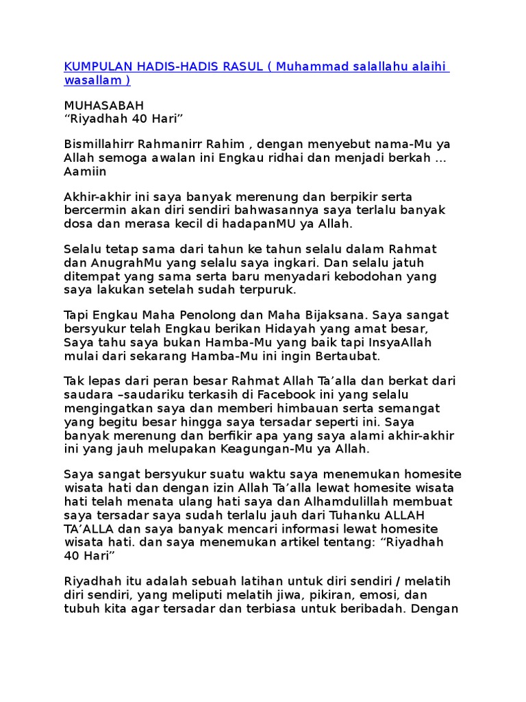 Riyadhoh 40 Hari | PDF