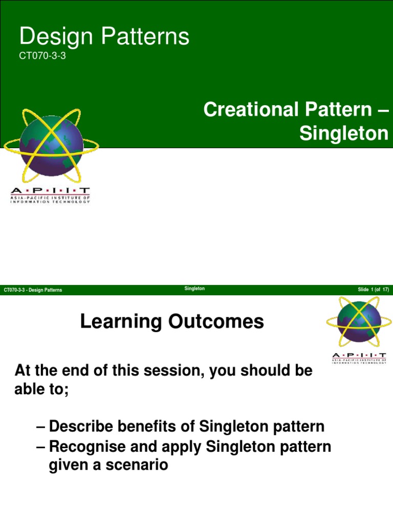 05-1 Creational Pattern - Singleton | PDF | Class (Computer Programming) | Software Design Pattern