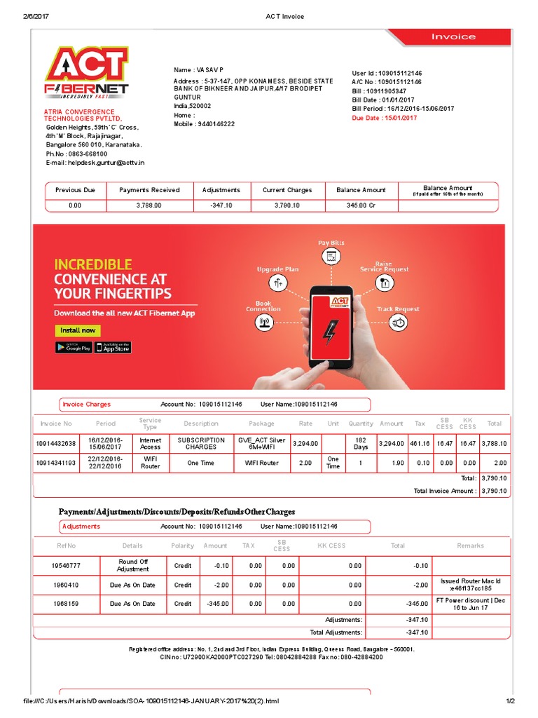 ACT Invoice | Invoice | Payments