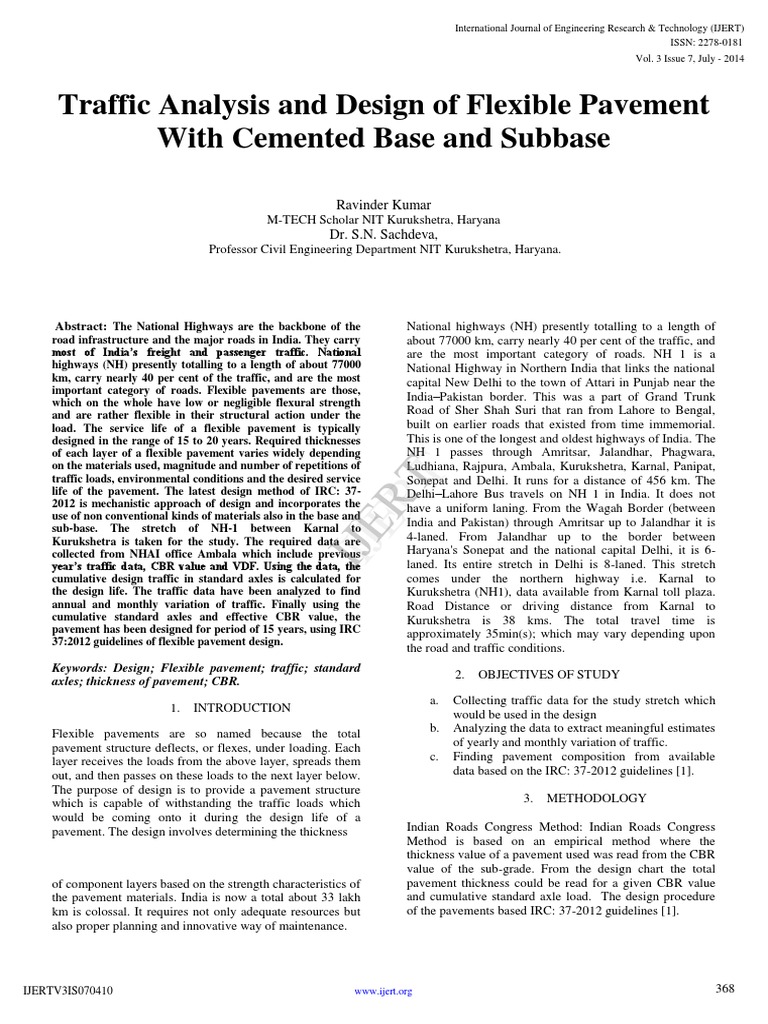 Traffic Analysis and Design | Road Surface | Traffic