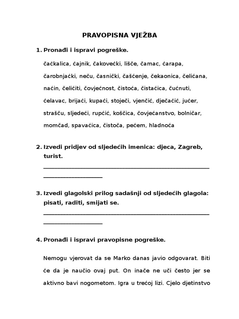 Pravopisna Vježba 3 | PDF