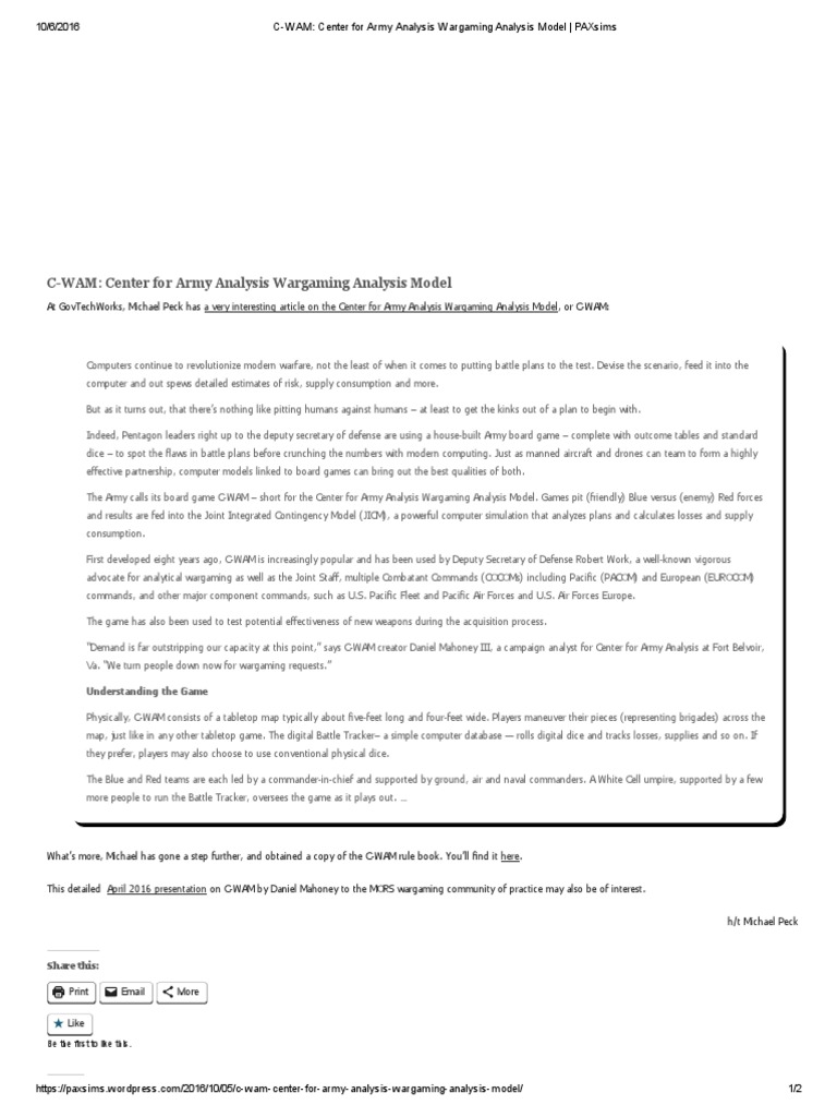 C-WAM_ Center for Army Analysis Wargaming Analysis Model _ PAXsims ...