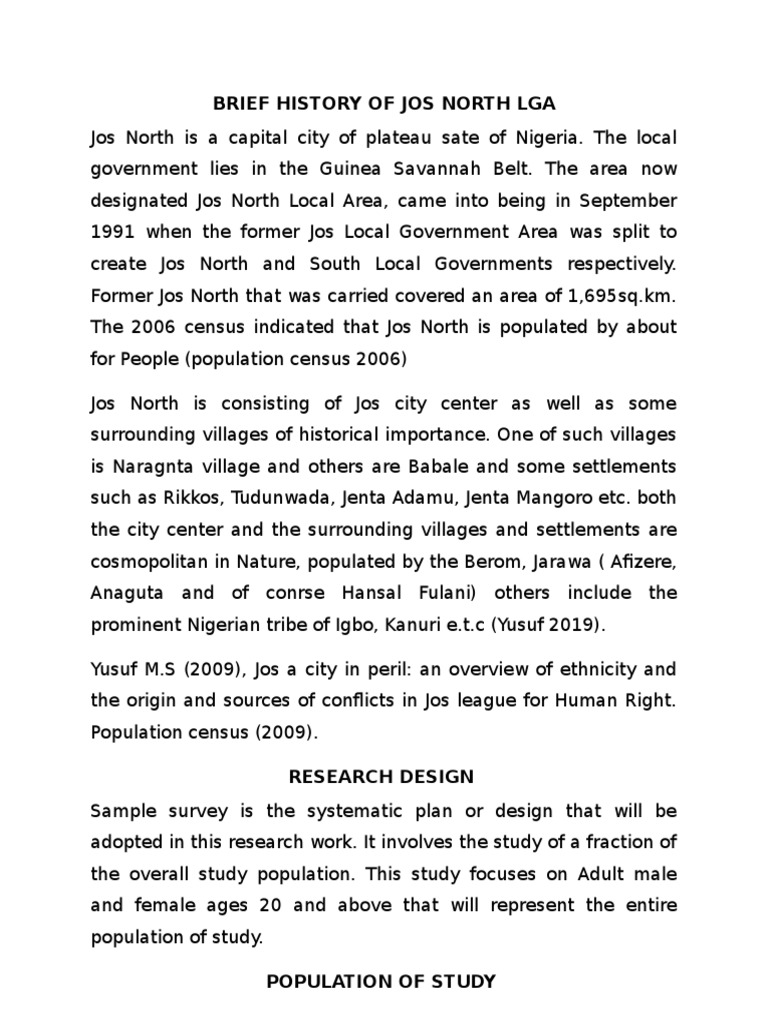 Brief History of Jos North Lga | PDF