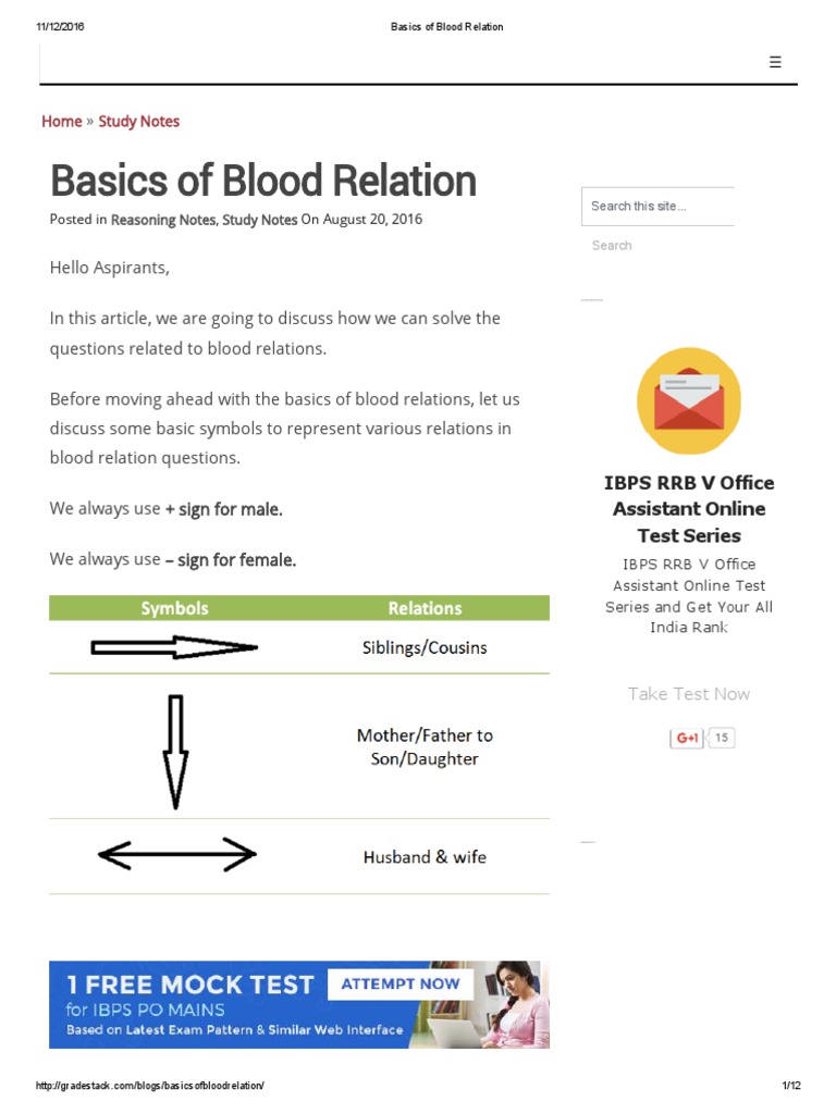 Basics of Blood Relation | PDF | Mobile App | Computing