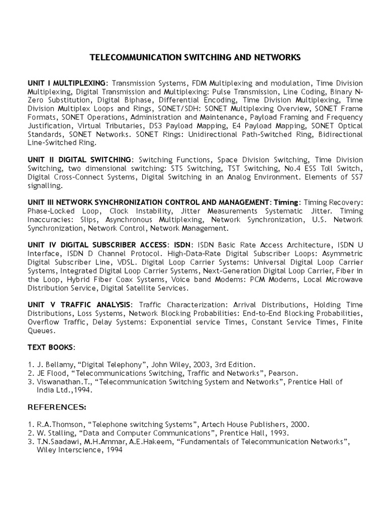 Telecommunication Switching and Networks | PDF