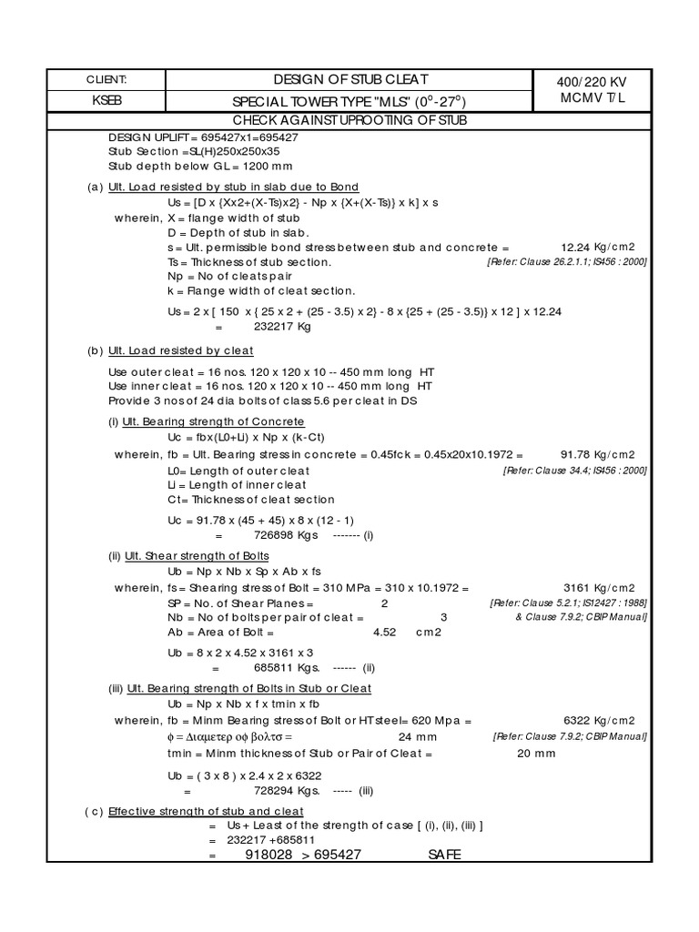 Stub Cleat Design & Drawing | PDF | Structural Engineering | Civil ...