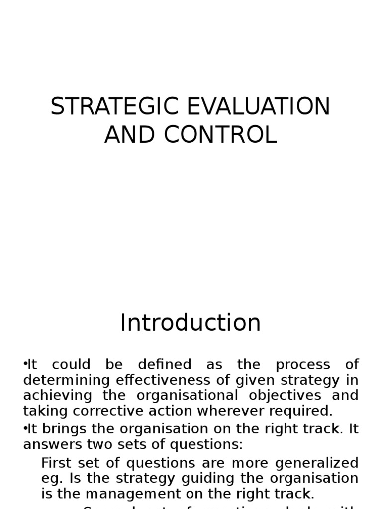 Strategy Evaluation and Control | PDF | Strategic Management | Evaluation