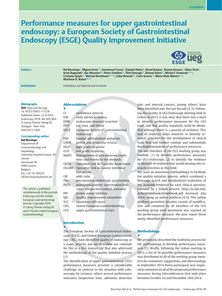Performance Measures For Upper Gastrointestinal Endoscopy: A European ...