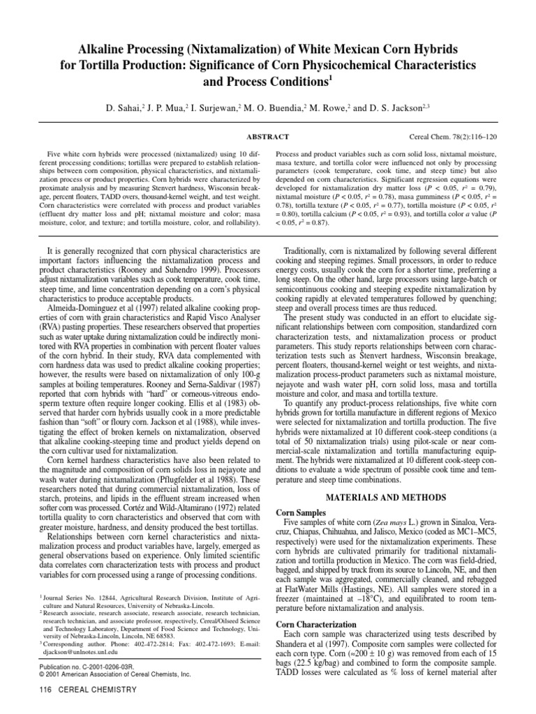 Alkaline Processing | PDF | Maize | Regression Analysis