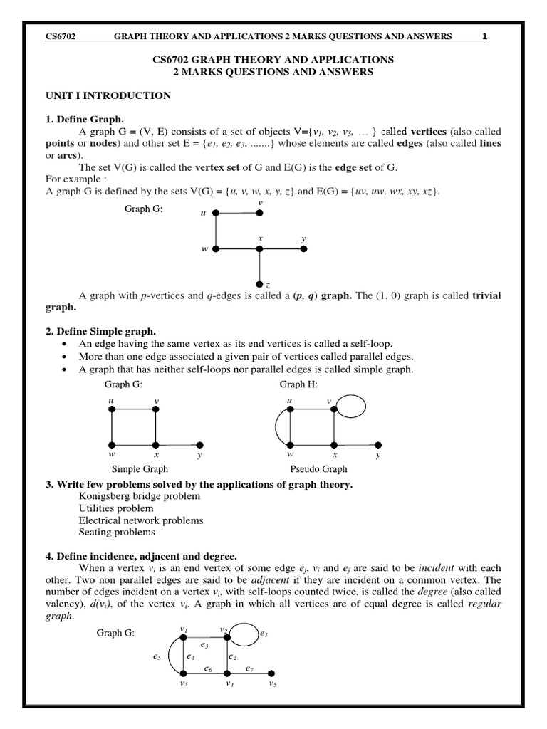 V, V, ) Called Vertices: Points or Nodes) and Other Set E (E | Download Free PDF | Vertex (Graph ...