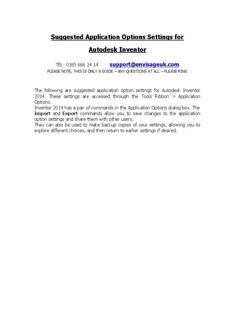 Application Options for Inventor 2014 | PDF | Windows 7 | Microsoft Windows